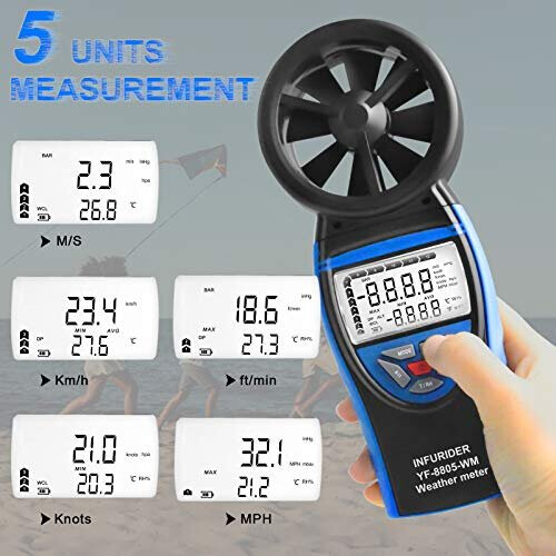 Anemometer HandheldDigital Wind Speed Gauge Meter Barometer Air Flow ...