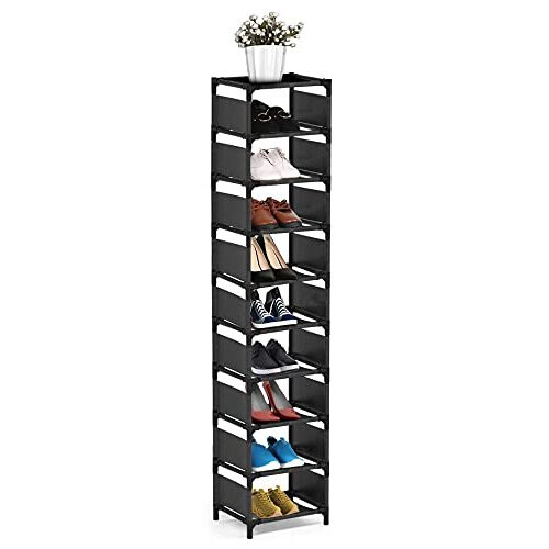 Narrow Shoe Rack 10 Tier Vertical Shoe Rack for Closet Entryway Tall ...
