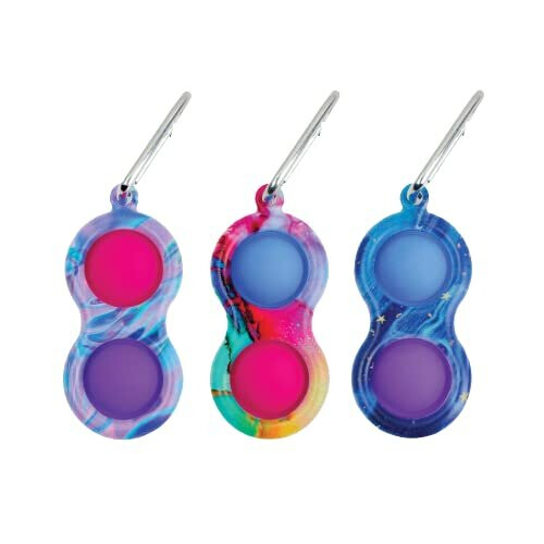 Simple Fidget Toy Keychain Small Pop it Keyring 3pc Tie Dye Mini Poppet ...