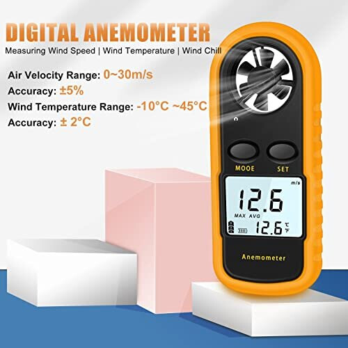 Handheld Anemometer Digital Wind Speed Meter Air Flow Velocity Tester ...