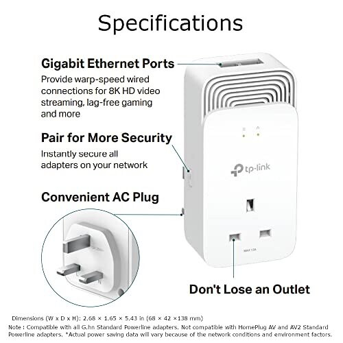 Ghn2400 Passthrough Powerline adapter Kit Range ExtenderWiFi ...