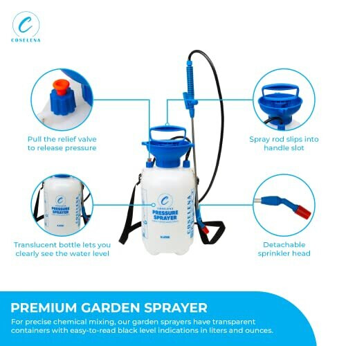 5 Litre High Pressure Sprayer Pump Sprayer with Carrying Strap Garden Sprayer Pressure Release ...