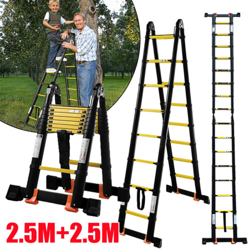 5M A Frame Folding Telescopic Ladder Extendable Folding Step Ladders on ...