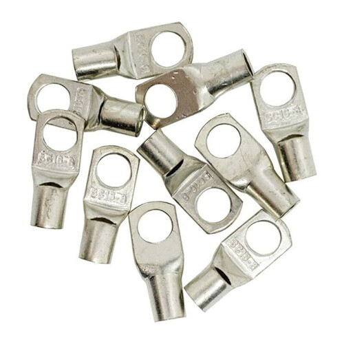 10x tubular cable lugs, exposed crimped cable lugs, cross section ...