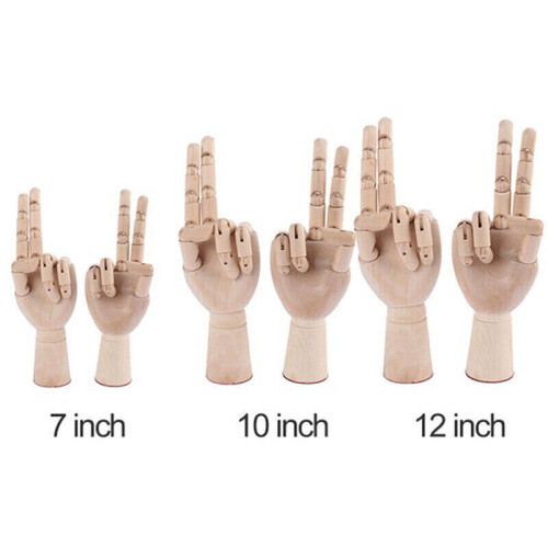 ( Left hand, 12inch) Wooden Hand Drawing Mannequin Hand Movable Limbs ...
