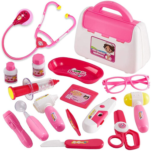 Pink Kid's Doctor Case Toy Doctor Tools with Stethoscope, Imitation ...