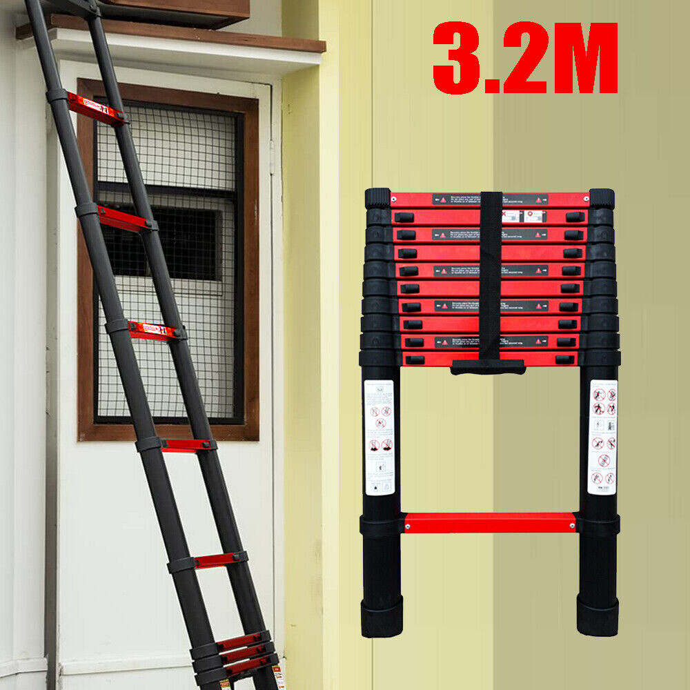 3.2M Telescopic Ladders Aluminium Multi-Purpose Extendable Roof Ladder ...
