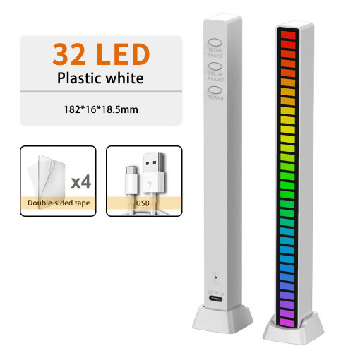 (White, USB Powered) RGB Rhythm Recognition Light Sound Control Lights ...