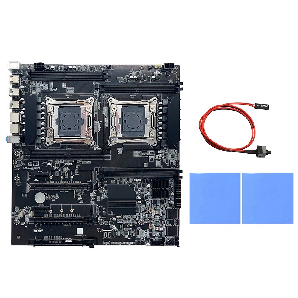 X99 Dual-Socket Mining Motherboard+Switch Cable+2XThermal Pad LGA2011-3 ...