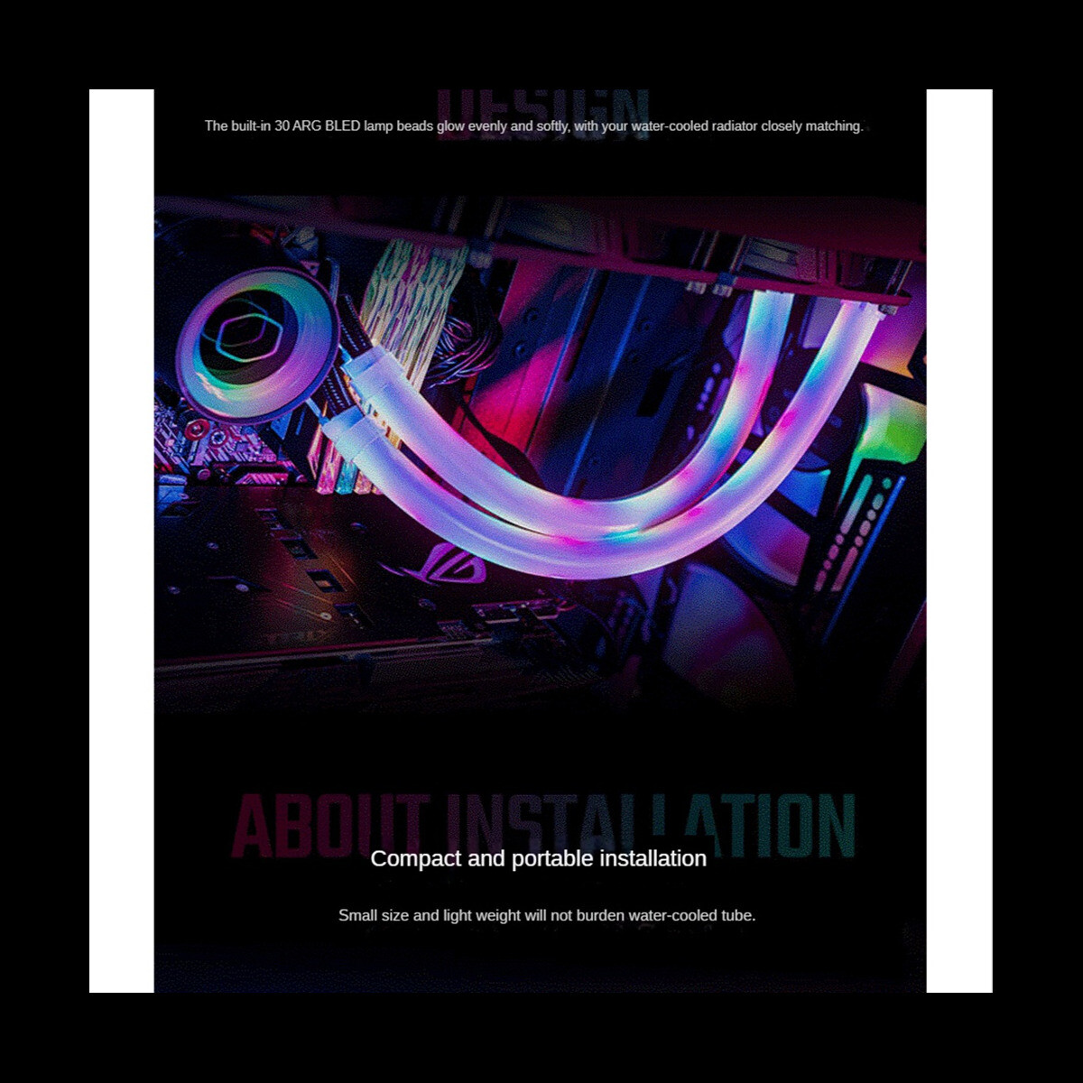 2Pcs LED Tube Sleeve Soft Tube CPU Liquid Cooler Motherboard Controlled ...