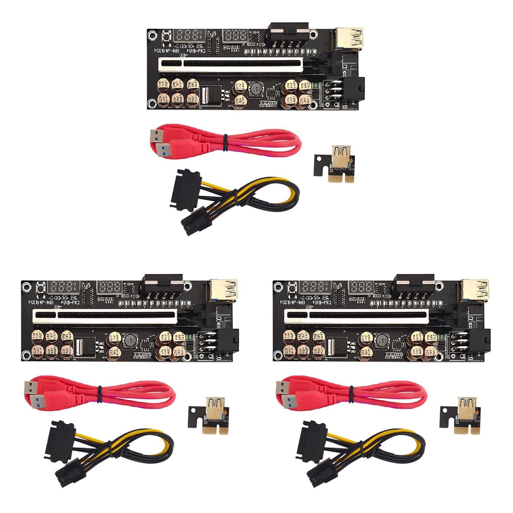 3PCS VER018 PRO USB3.0 PCI-E Riser Card PCI-E 1X to 16X Graphics Card ...