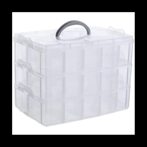 Arts Crafts And Jewelry Organizer Stackable 3 Tier Clear Plastic