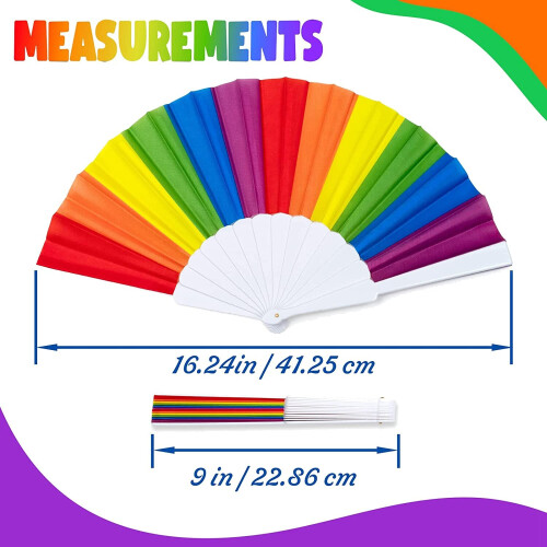 Rainbow Fans, 12-Pack Fans, Rainbow LGBTQ Portable Folding Fans ...