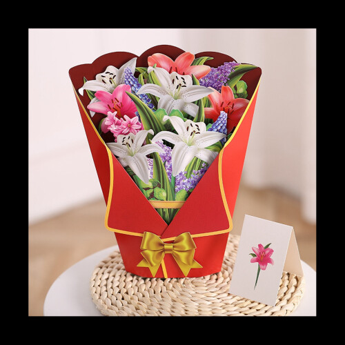 Flower Blossom Bouquet Pop-Up Card for Mother's Day 3D Flower Bouquet ...