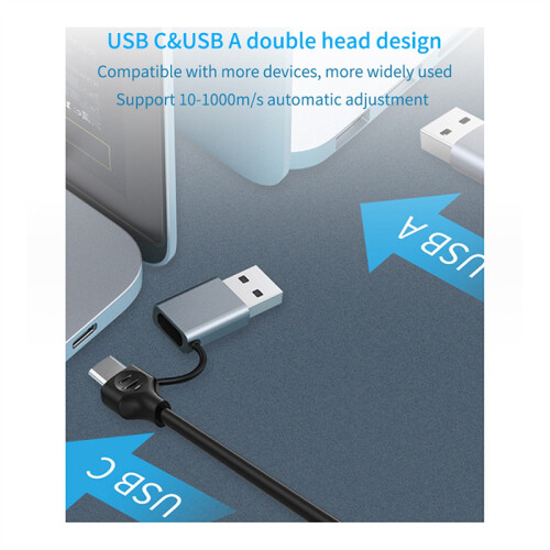 USB A/USB C Dual Connector Network Adapter USB RJ45 Ethernet Adapter ...