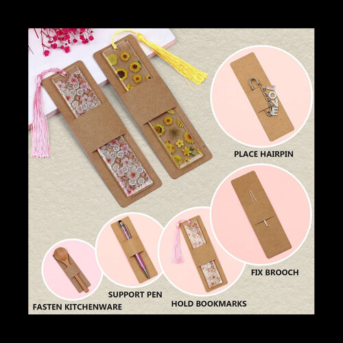 70 Pieces Kraft Bookmark Sleeves Bookmark Holder DIY Resin Bookmarks ...