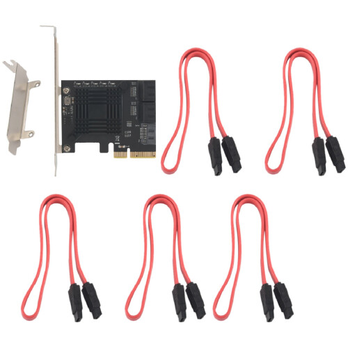 PCIE to 5-Port SATA III 6 Gbps SATA Controller Expansion Card Computer ...