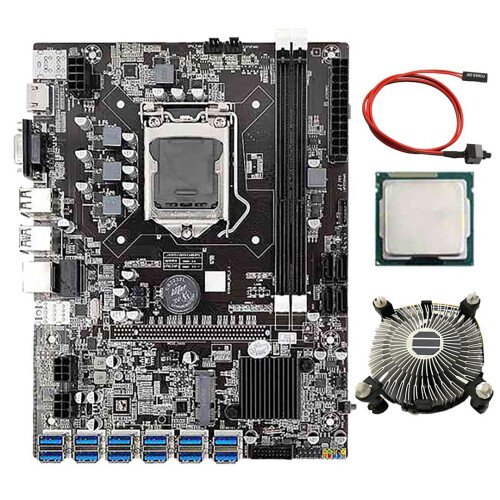 B75 BTC Mining Motherboard with G530/G630 CPU+Fan+Switch Cable 12 USB3 ...