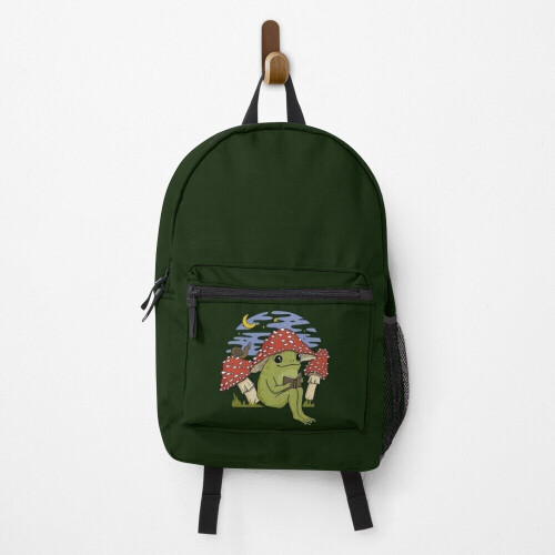 Backpack Cute Cottagecore Frog Mushroom Hat Reading Book - Goblincore ...