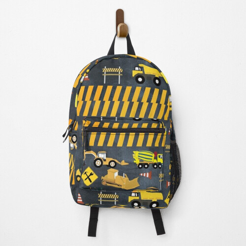 Backpack Construction Trucks Heavy Machinery Kids Boy School Bag Travel ...