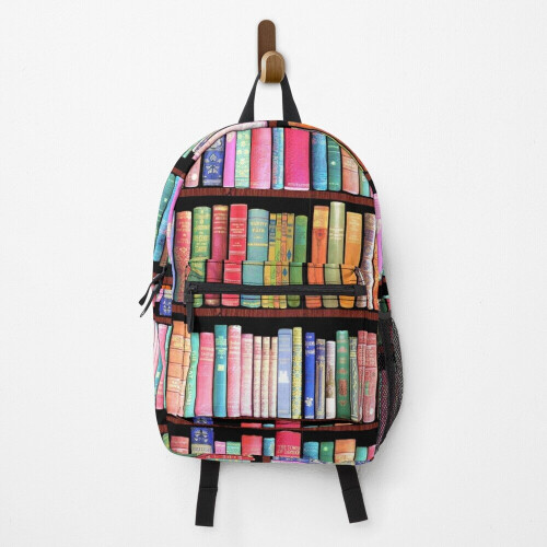 Backpack Bookworm Antique book library, vintage book shelf School Bag ...
