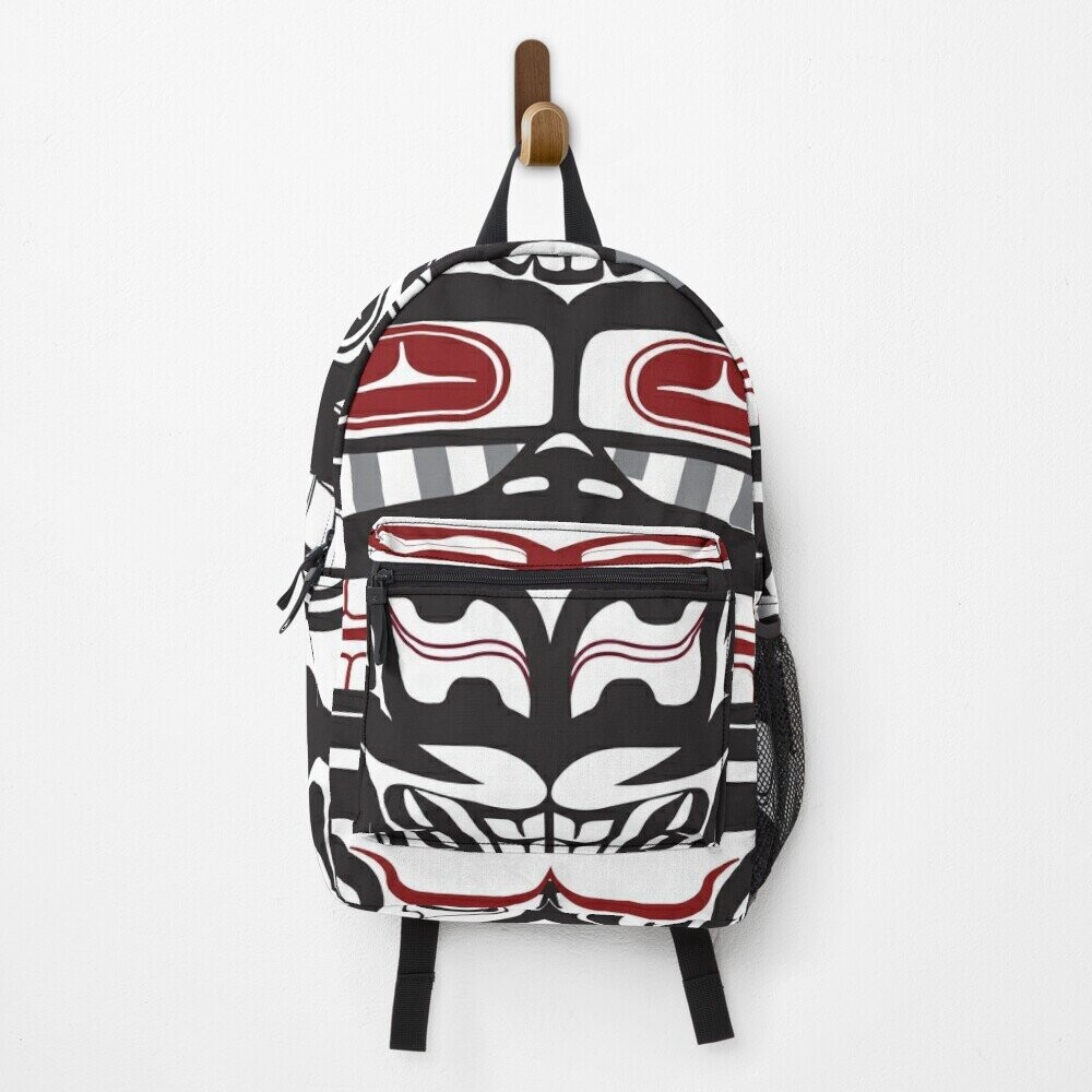 Backpack Thunderbird Bear Orca Totem Pole, coastal Salish Haida pacific ...