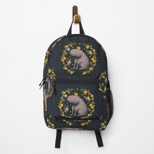 Backpack Capybara Cottagecore Chilling With Orange on Head Goblincore ...