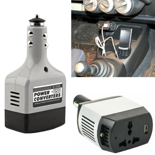 Car & Van Travel 12v Socket to USB, 2 & 3 Pin Plug Power Inverter Mini ...