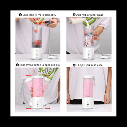 450ML Rechargeable Mixers Fruit Juicers Mixer 6 Blades Portable ...