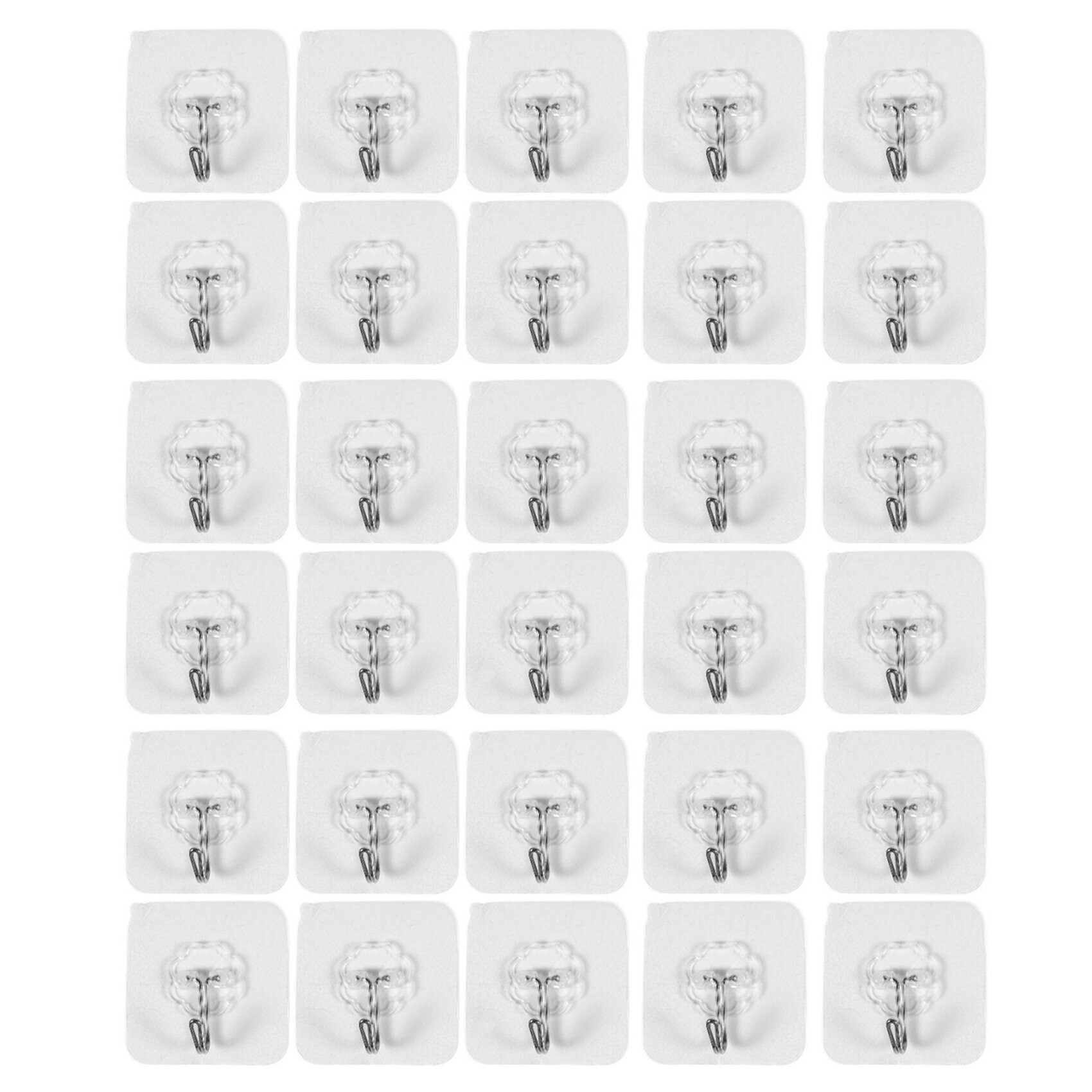 30 Packs Reusable Adhesive Hooks,Transparent Heavy Duty Wall Hooks with ...