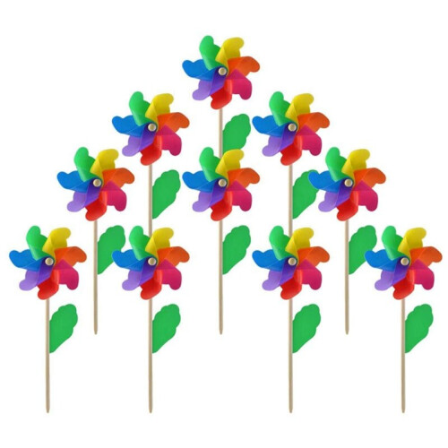 10Pcs Wooden Stick Pinwheels,Windmill Party Pinwheels DIY Pinwheels Set ...