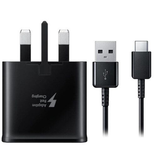 Official Samsung 15W Super Fast Charging USB Plug and USB-C Cable-Black ...