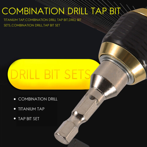 7Pcs Titanium Combination Drill Tap Bit Set Portable Screw Tapping 1/4 ...