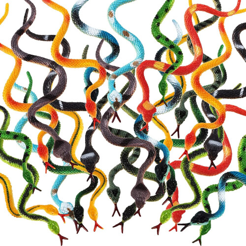 32 Pieces Plastic Snakes 4 Inch Rain Forest Snakes Realistic Rubber ...