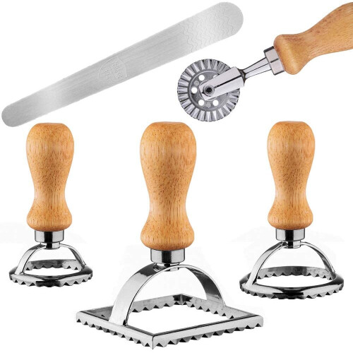 Ravioli Cutter Stamp Set Maker - Stainless Steel Pastry Roller Rolling ...