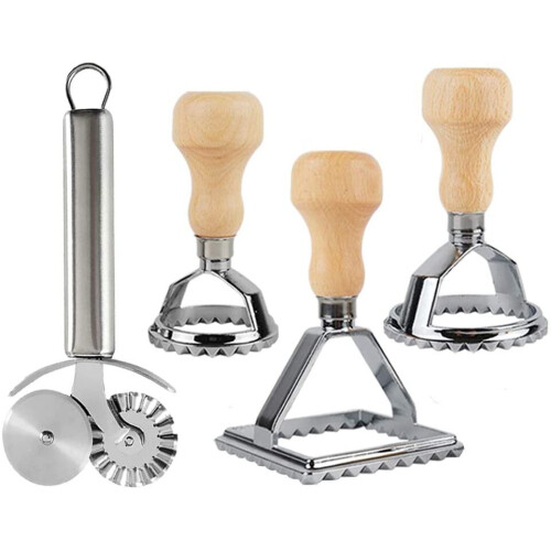 Ravioli Maker Stamp and Pasta Wheel Set Square and Round Molds with ...