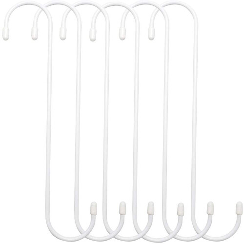 6 Pack 12 inch Extra Large S Hooks White Heavy Duty Plant Hanging Hooks ...