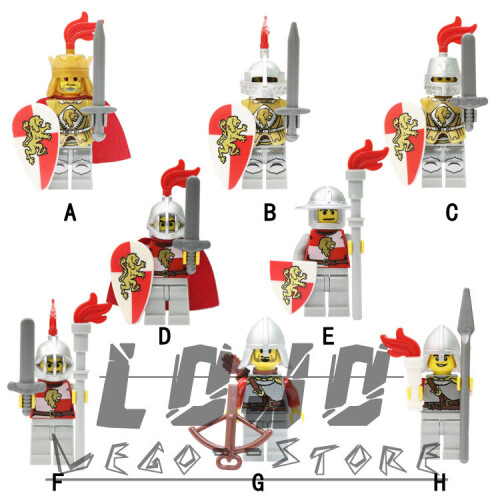 Red Lion Knight Ancient Roman Soldier Building Block Man Castle Mini ...