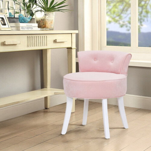 Velvet Soft Seat Low Back Vanity Stool Dressing Table Chair on OnBuy