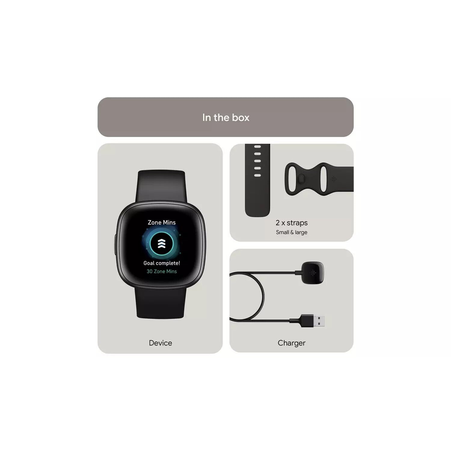 Fitbit Versa 4 Smart Watch - Black/Graphite | 6+ Day Battery, Built-in ...