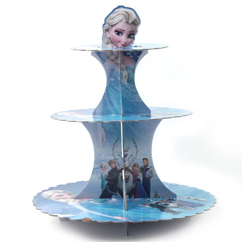 3 Tier Frozen Elsa Cake Holder Queen Round Paper Cake Rack Baby ...