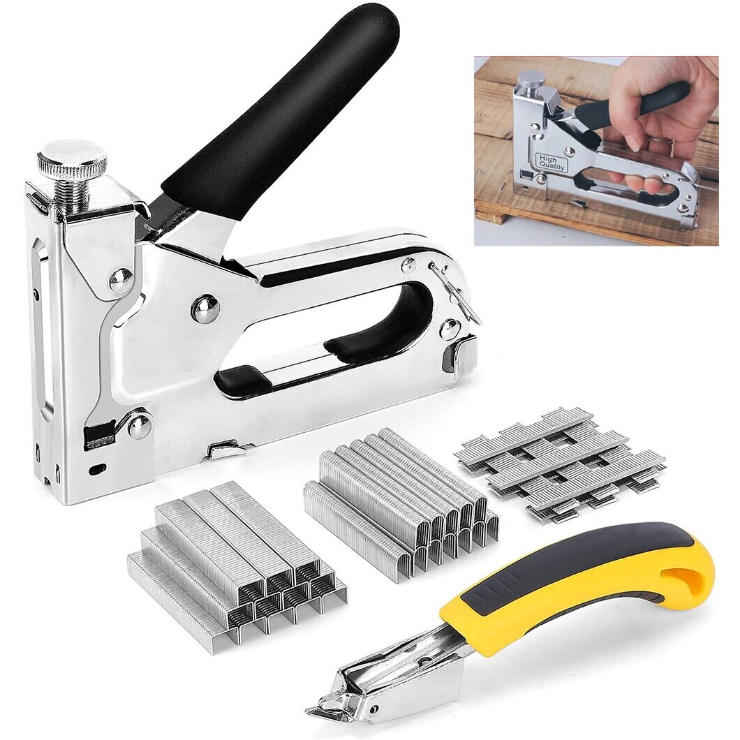 Staple Gun with Remover 3 in 1 Heavy Duty Staple Nail Steel Gun Kit ...
