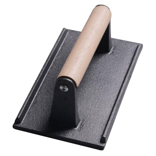 Cast Iron Pre-Seasoned Bacon Press Meat Beef Grill Burger Press with ...