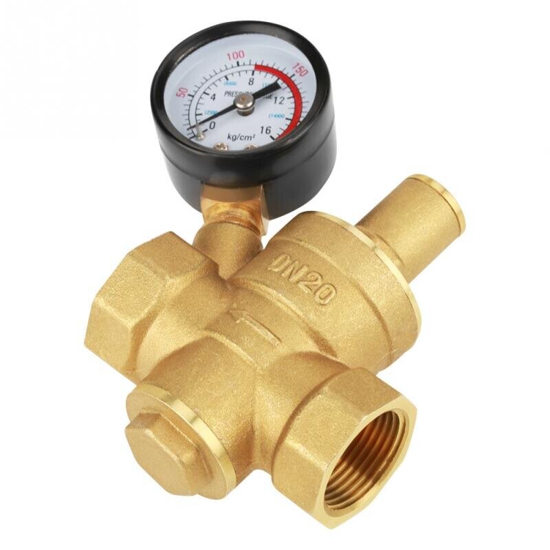 Water Pressure Reducing DN15/20/25 Brass Adjustable Regulator Reducer+Gauge Meter Water Purifier ...