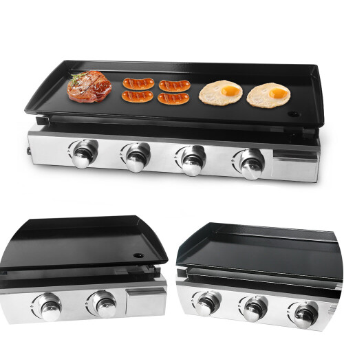 LPG BBQ Plancha Stainless Steel 2/3/4 Burners Gas Grill Steak Frying ...