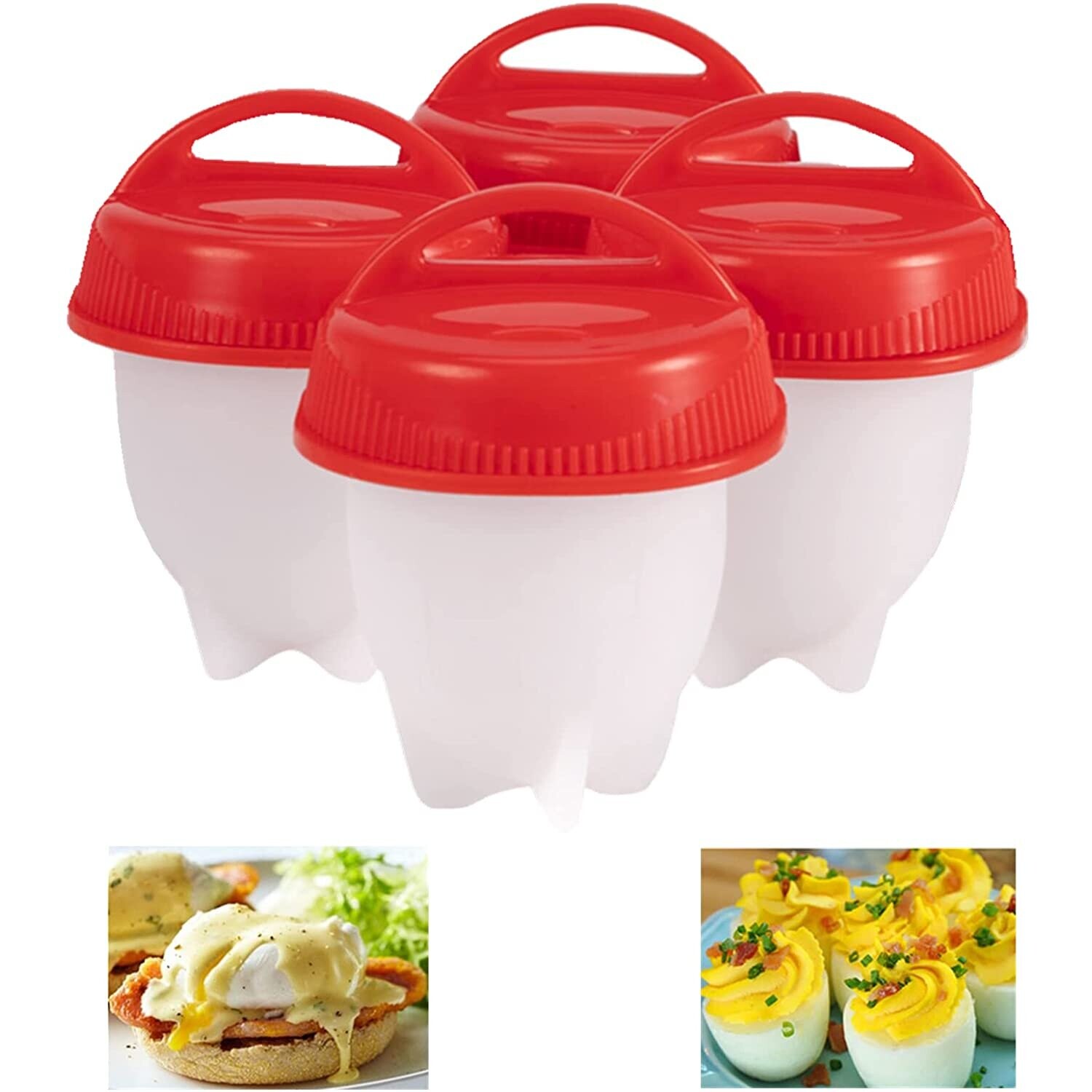 3PCS Silicone Egg Cooker Boilers Set Non Stick Boiled Steamer Eggies ...