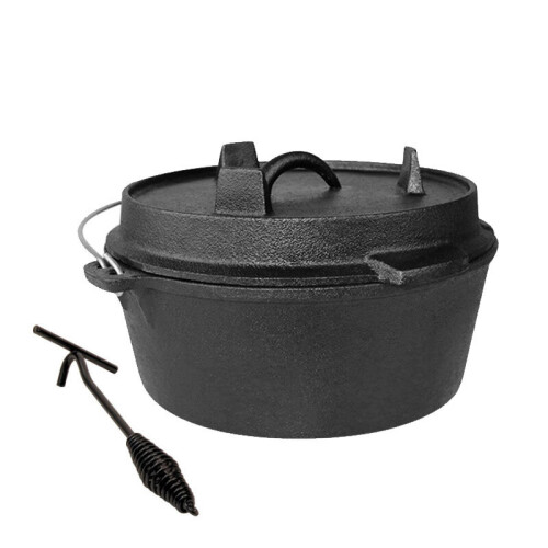25cm Cast Iron Dutch Oven Camping Pot Uncoated Cast Iron Dutch Pot ...