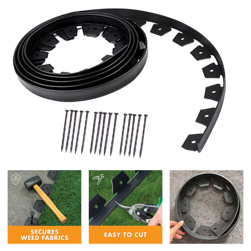5M/16.5 ft No Dig Yard Edging Kit Black Landscape Edge Isolation Belt ...