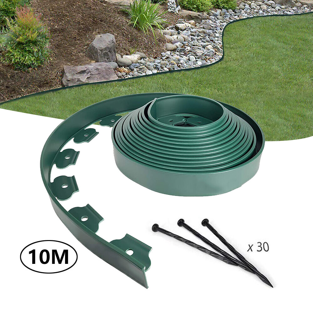 10m Plastic Garden Edging Border Flexible Lawn Grass Edging Decor Fence ...