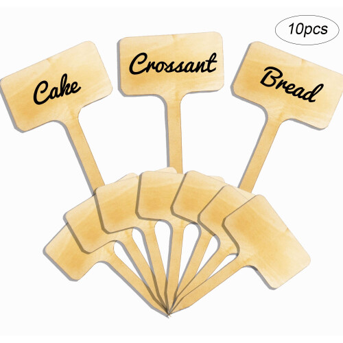 10 Pieces Wooden Sign Blank Cupcake Picks Cake Toppers Cheese Markers ...